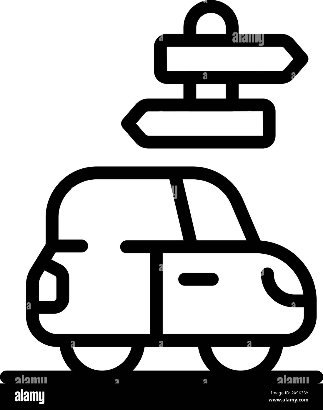 Black and white vector icon showing a car with an arrow sign pointing ...