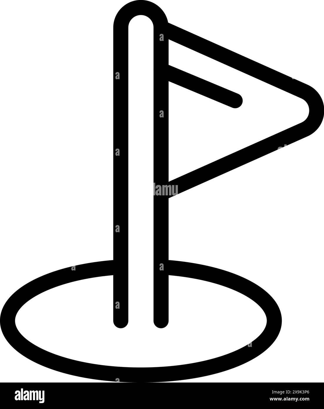 Vector illustration of a minimalistic flag icon on a stand in black and ...