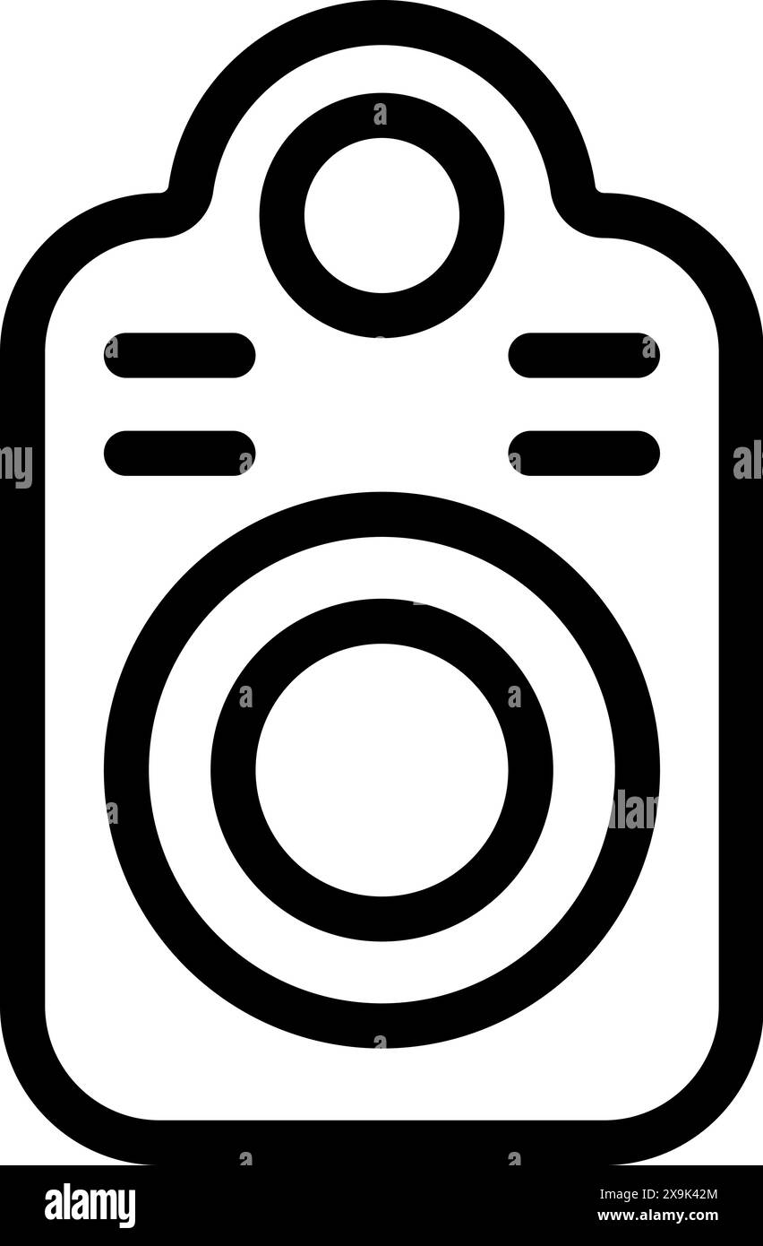 Black line art of a classic camera icon, perfect for design elements ...