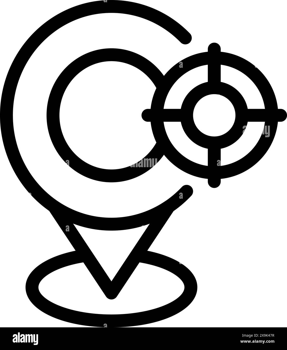 Black and white vector representation of a pinpoint with target ...