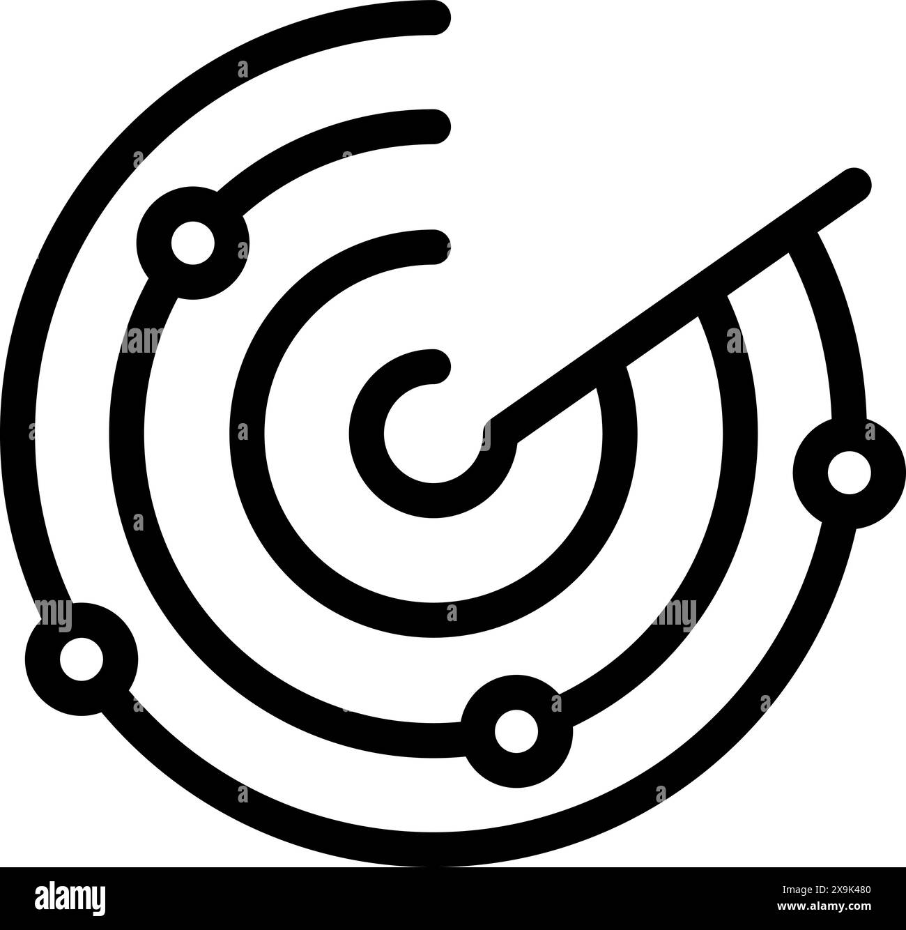 Black and white simplistic icon illustration of abstract concentric ...
