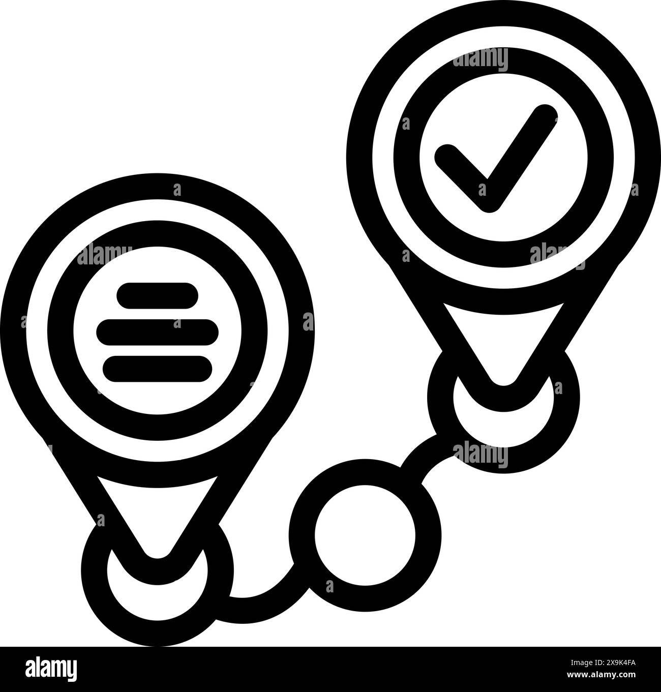Route checkpoints concept icon with location pins and vector ...