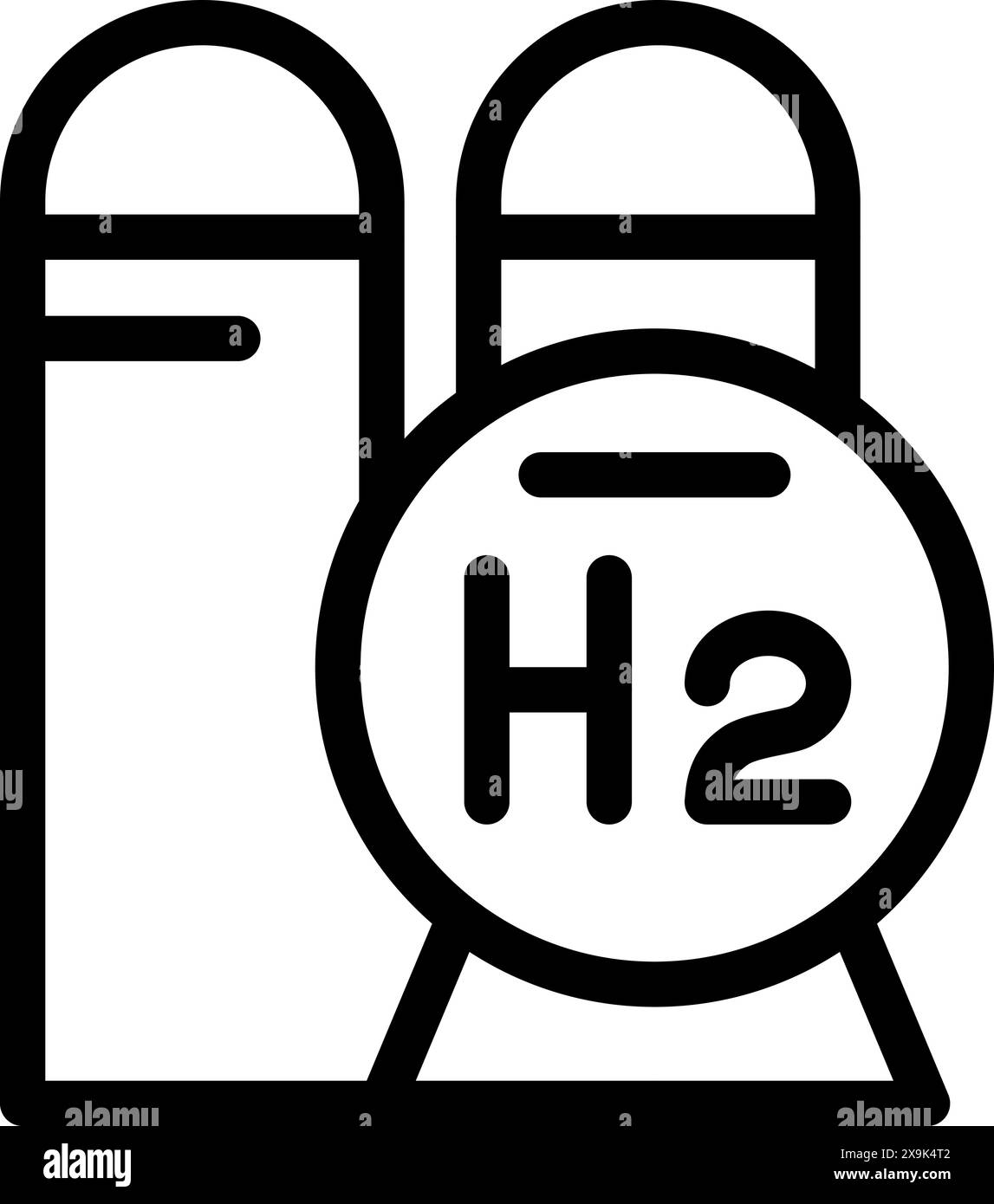 Black and white simple vector illustration of hydrogen energy icon as a ...