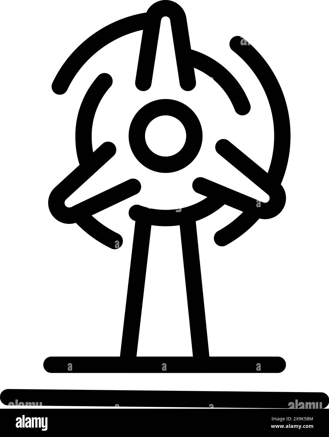 Vector illustration of a simplified wind turbine icon in black on a ...