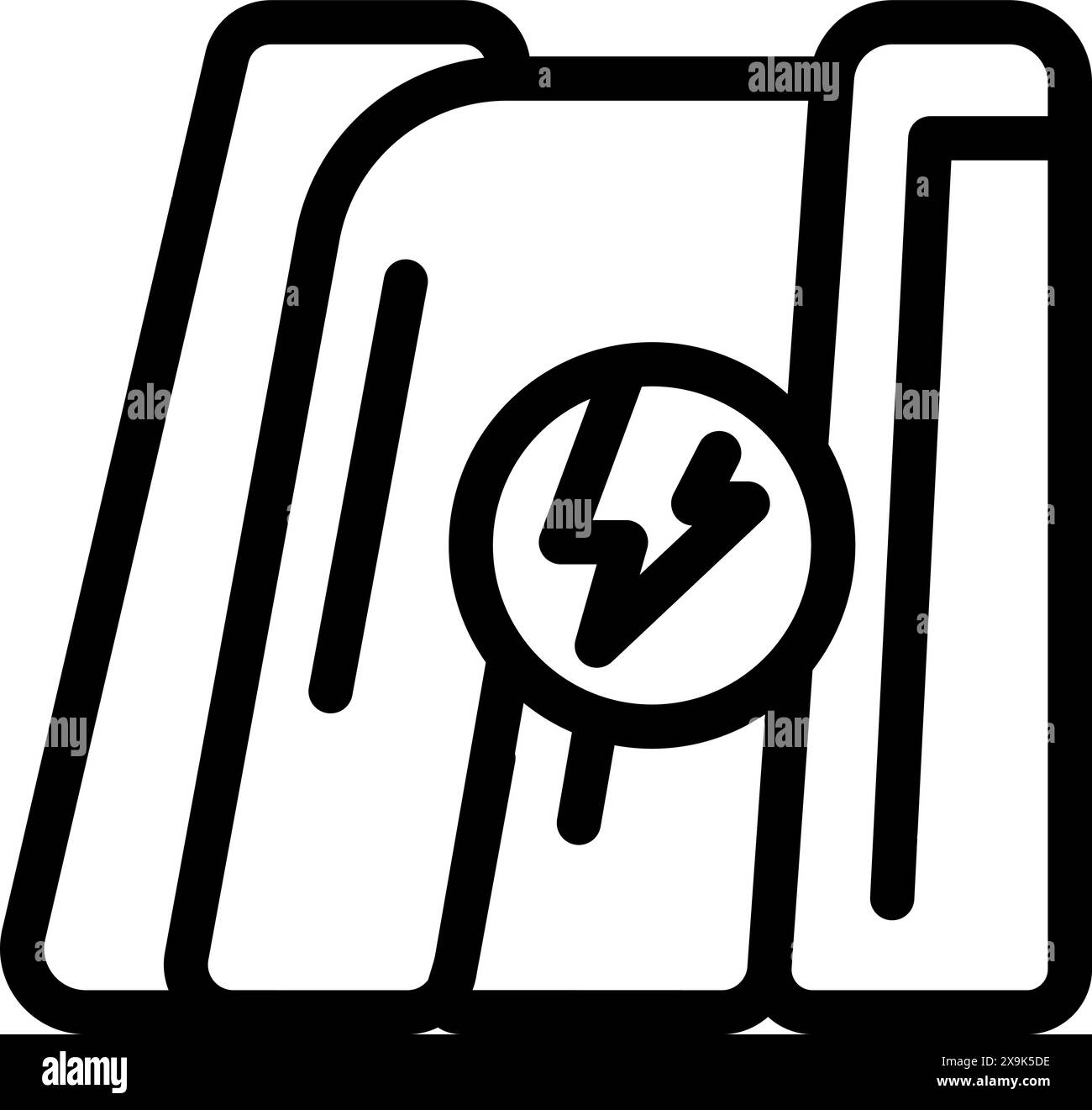 Black and white line art icon representing an ev charging station Stock ...