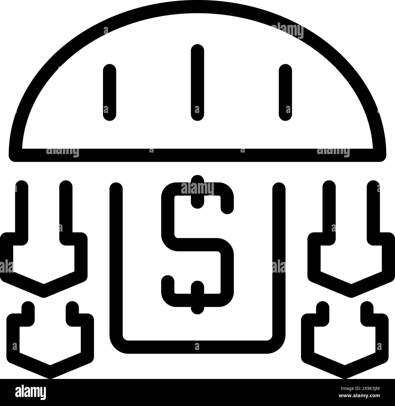 Black outline vector icon illustrating financial security with a shield ...