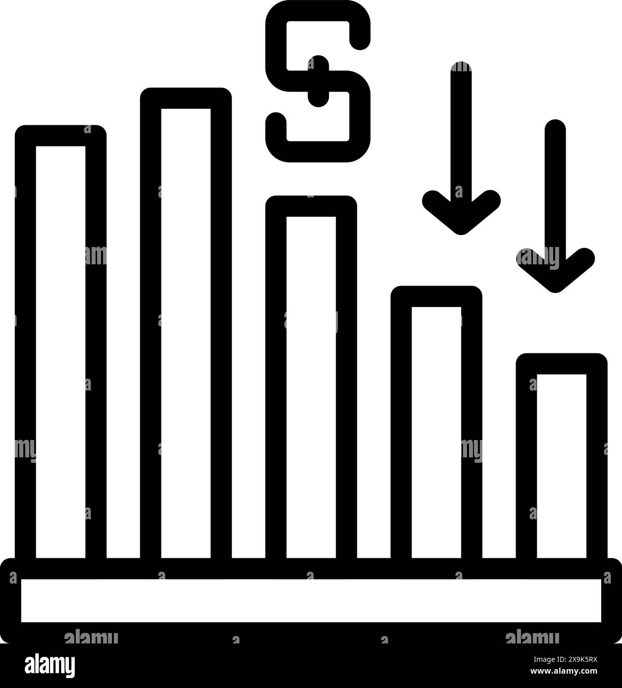 Illustration symbolizing economic decline with a descending bar graph ...
