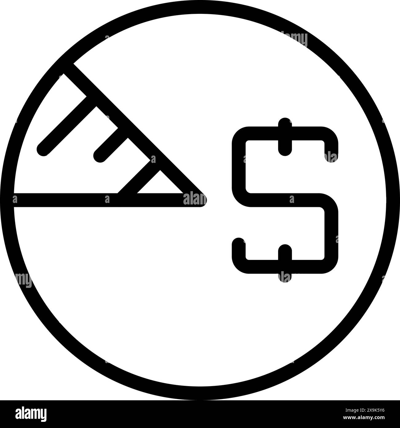 Black and white icon of a protractor and set square representing ...