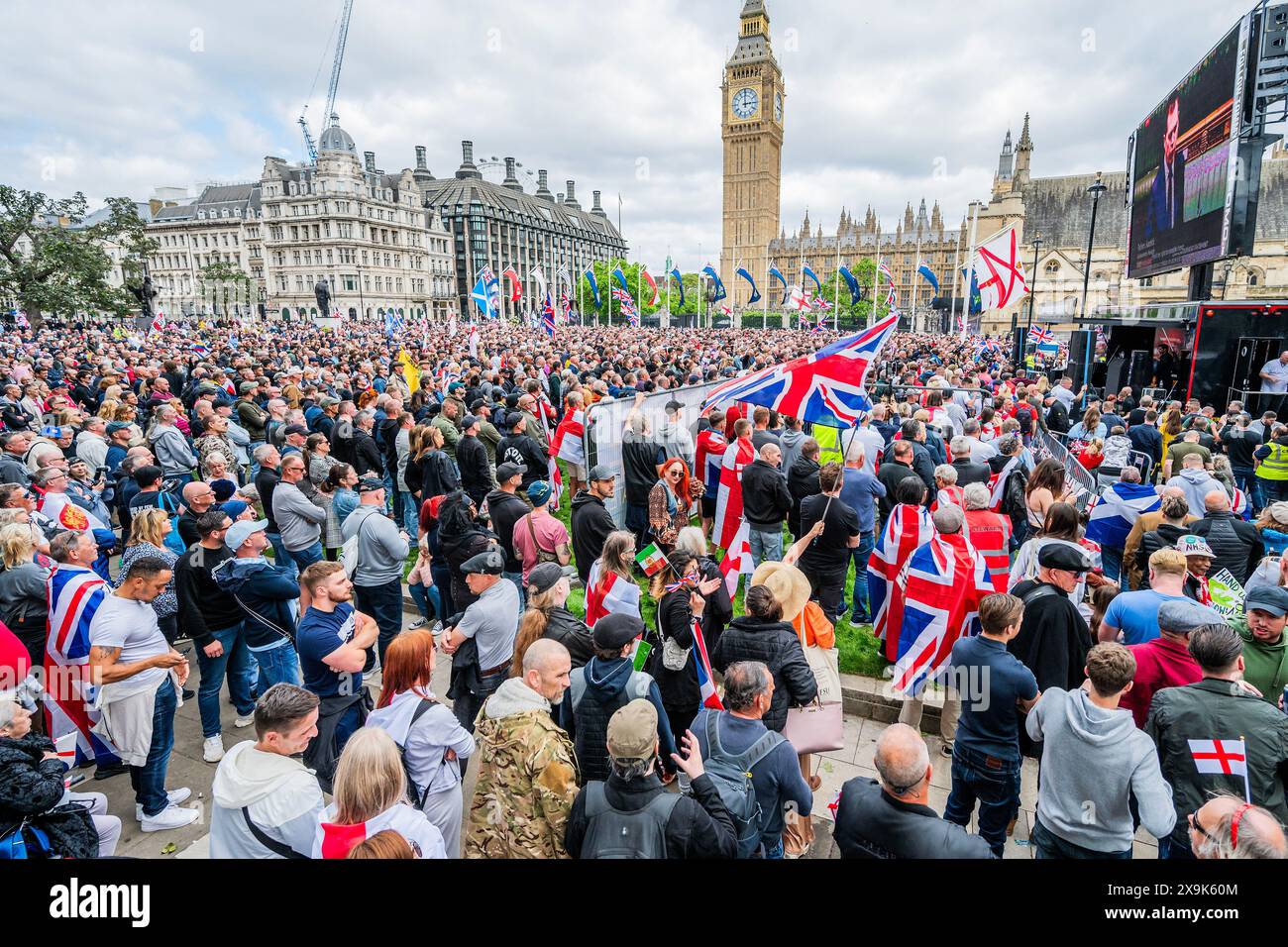 London, UK. 1 Jun 2024. A rally in Parliament square with a mix of ...