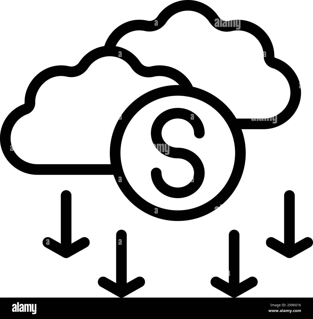 Illustration of cloud storage costs icon representing expenses and ...
