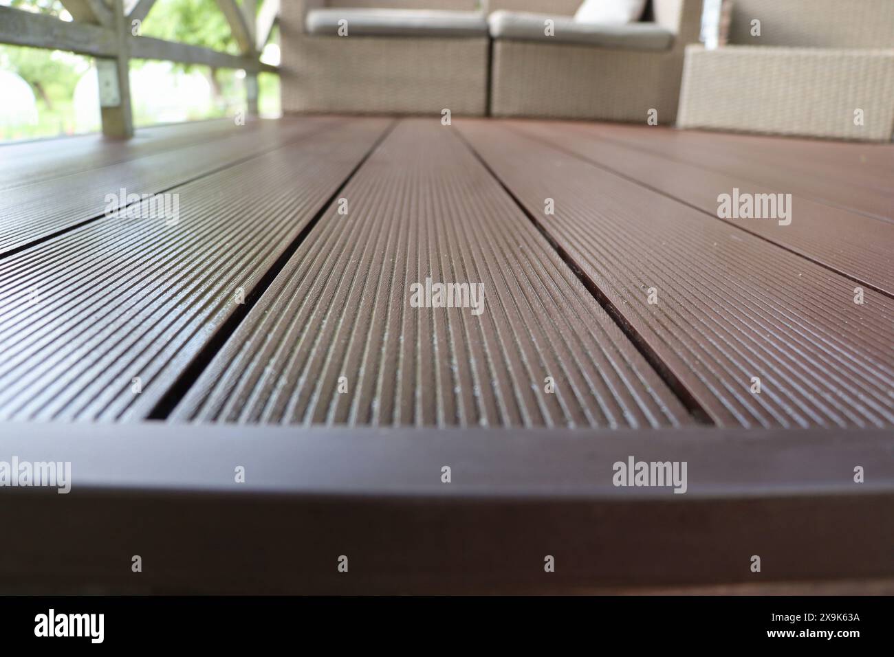 Outdoor plastic composite brown floor. Renovation terrace Stock Photo ...