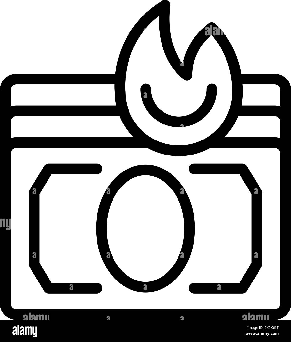 Illustration of a simple minimalist flaming money line icon ...