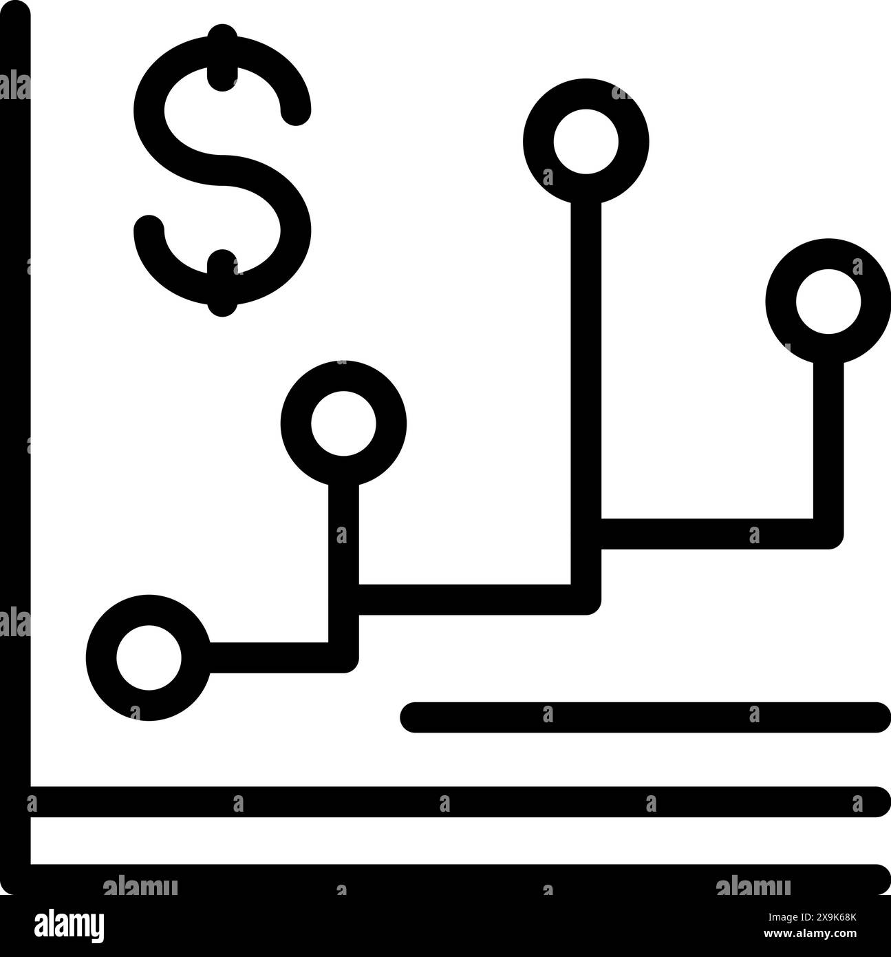 Simple line icon depicting an upward financial trend chart with a ...