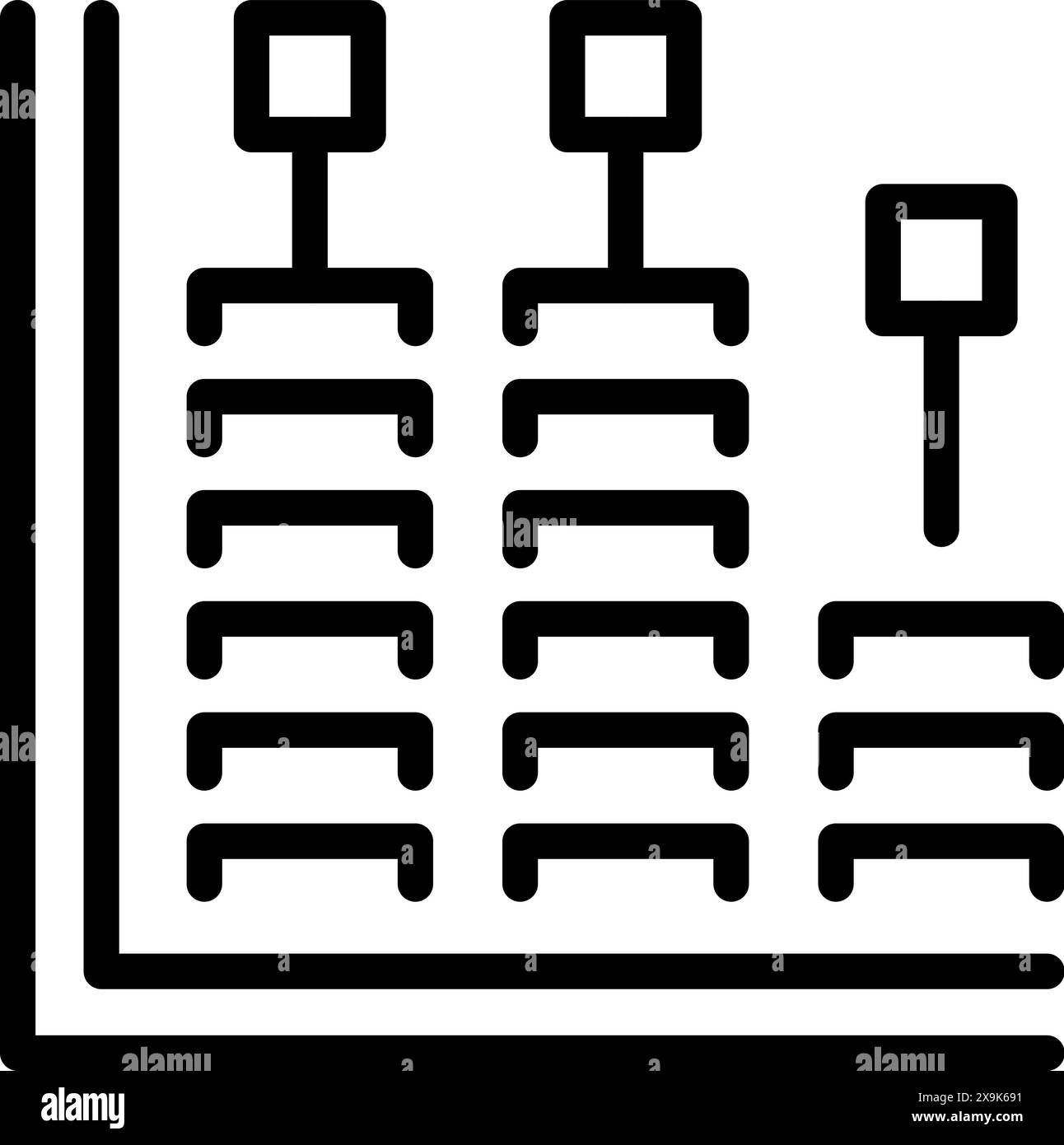 Vector icon illustration of a sound mixer with sliders and knobs in a ...