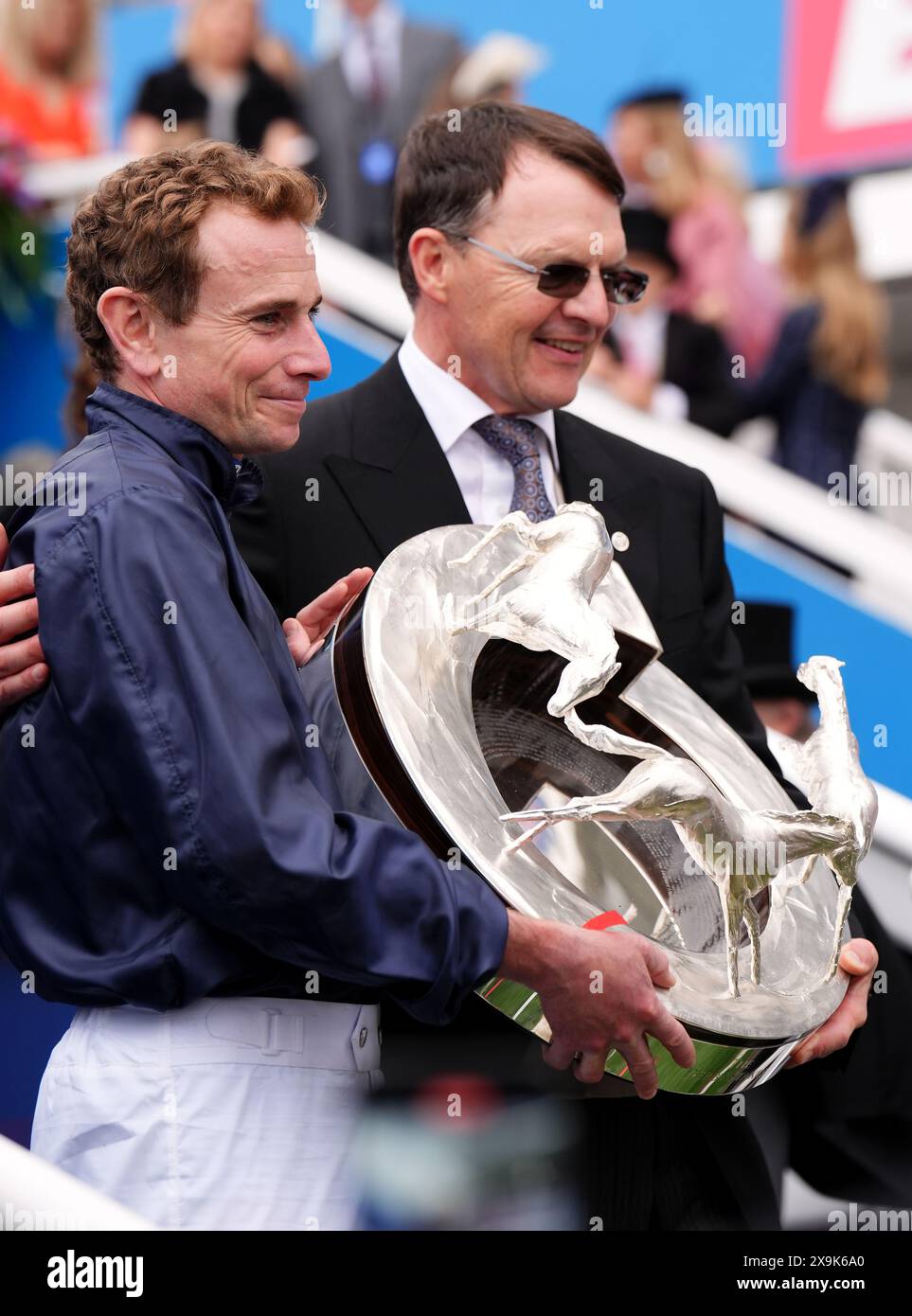 Winning jockey Ryan Moore and trainer Aidan O'Brien after winning the ...