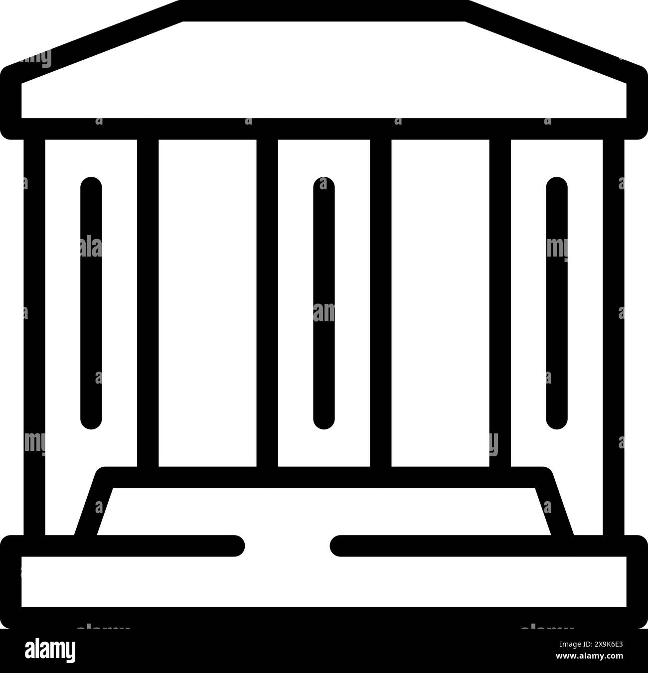 Minimalist black and white vector illustration of an iconic government ...