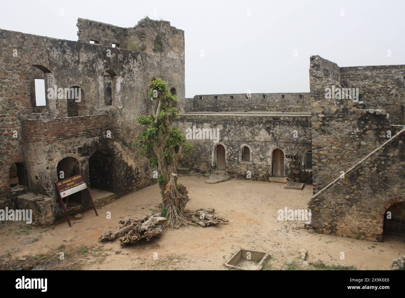 The interior of Fort Amsterdam in Ghana, showcasing its historic stone ...