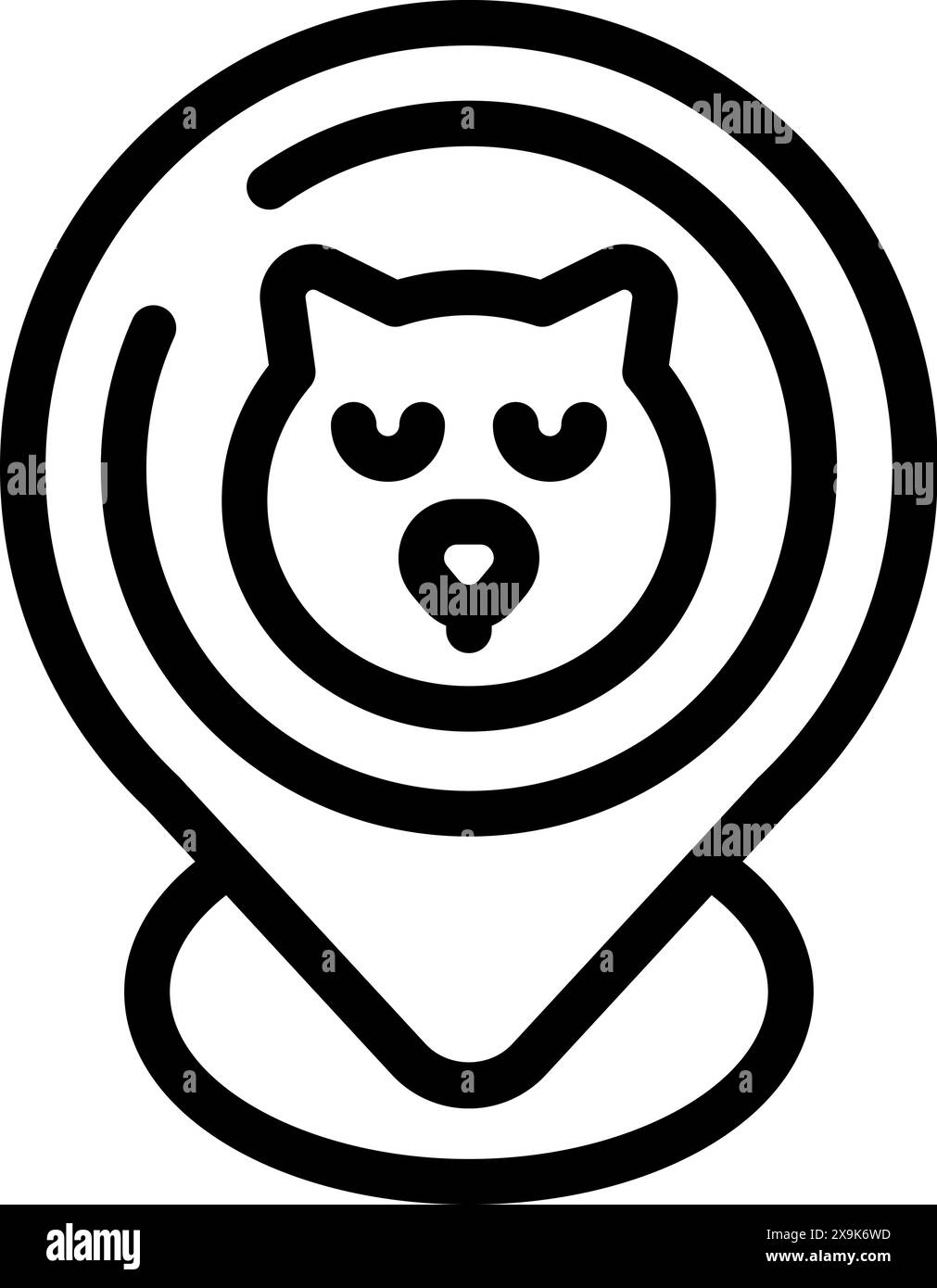 Pet location marker icon with black and white vector design for animal ...