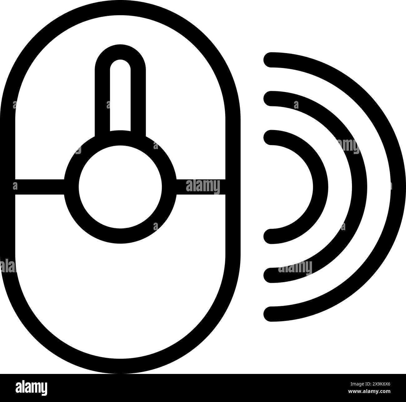 Vector illustration of a wireless mouse icon with radio signal waves ...