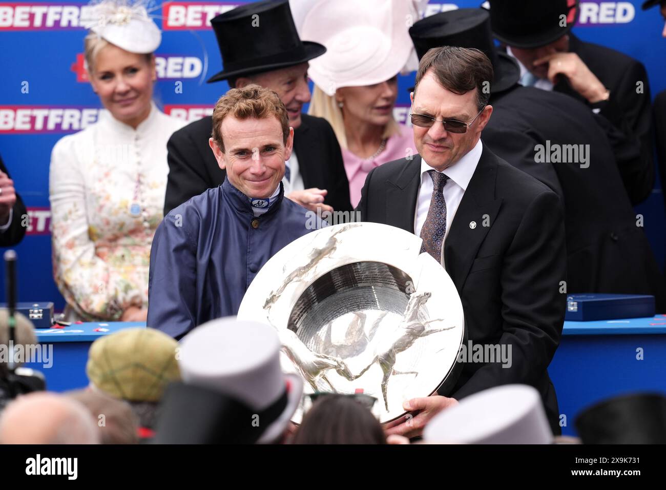 Jockey Ryan Moore (left) and trainer of horse City Of Troy, Aidan O ...