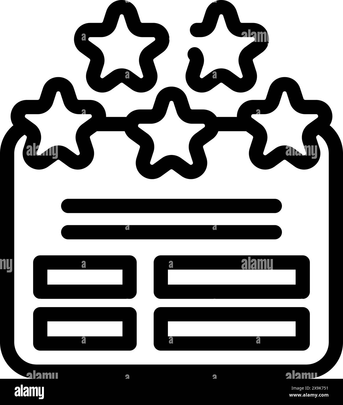 Black and white line art of a fivestar quality rating icon Stock Vector ...