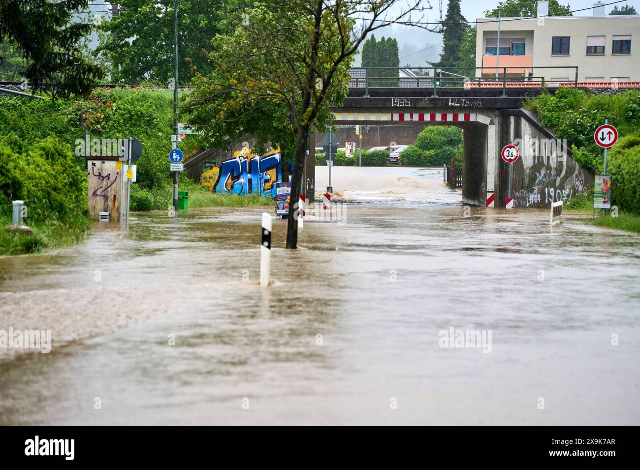 Diedorf, Bavaria, Germany - June 1, 2024: Flood in the flood area in ...