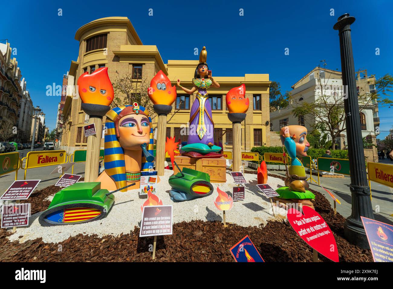 Fallas monument, a colorful fun sculpture at the famous Las Fallas ...