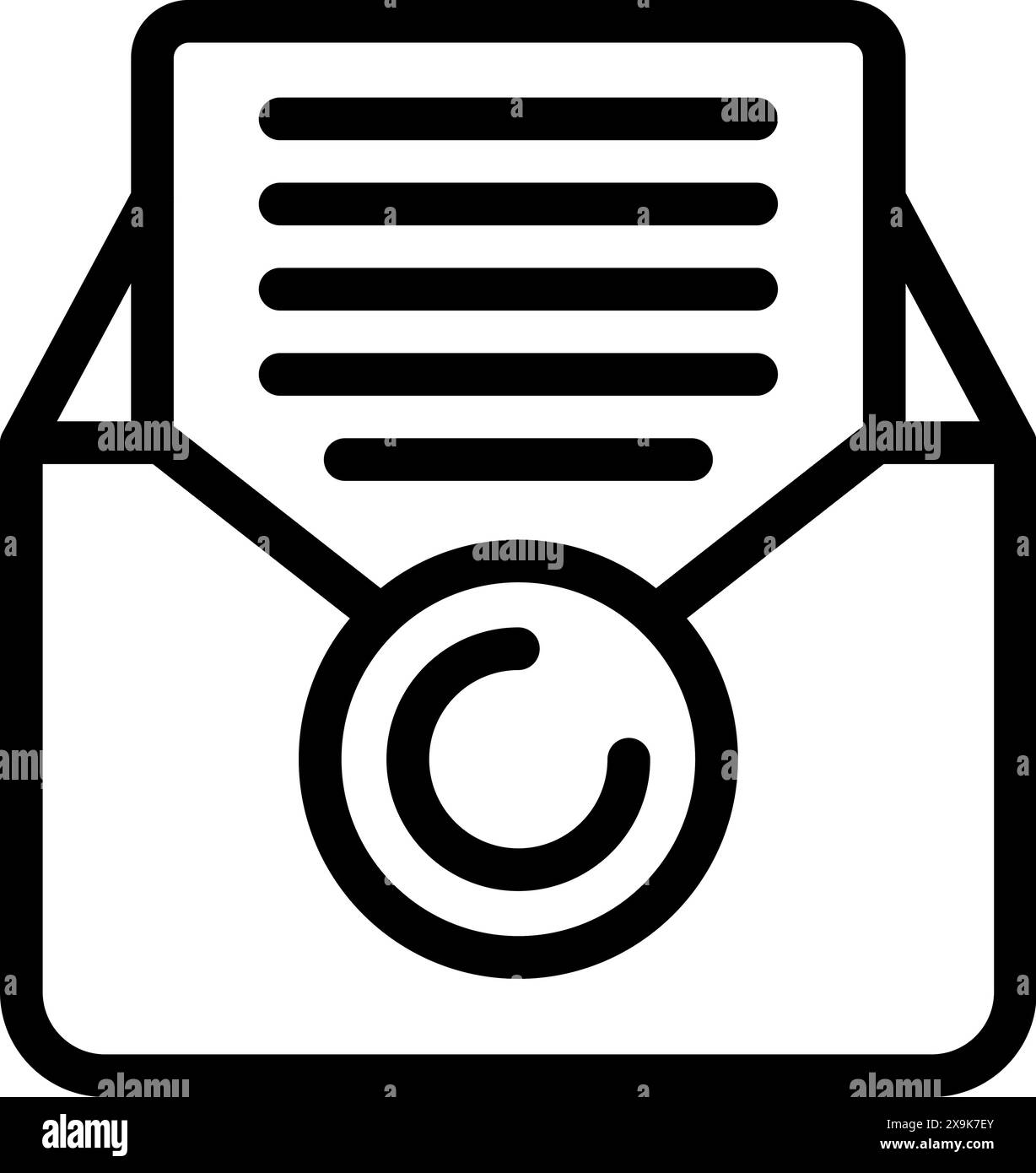 Vector illustration of a copyright mail icon with an envelope ...