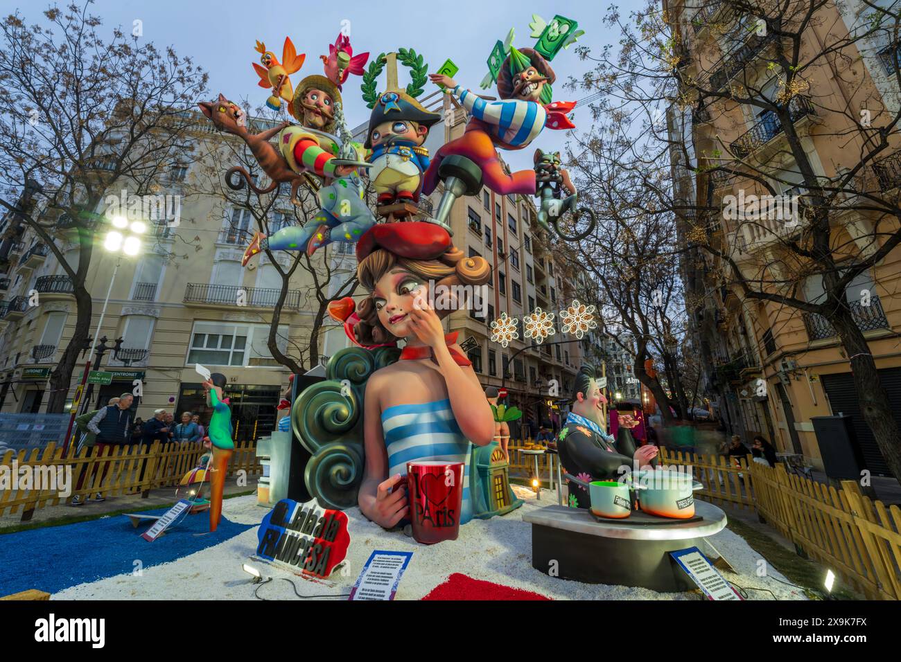 A Fallas Festival falla also called fallero monument with ninots, a ...