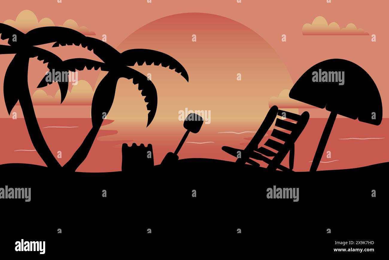 Tropical Beach summer sunset background with the sun, ocean and ...