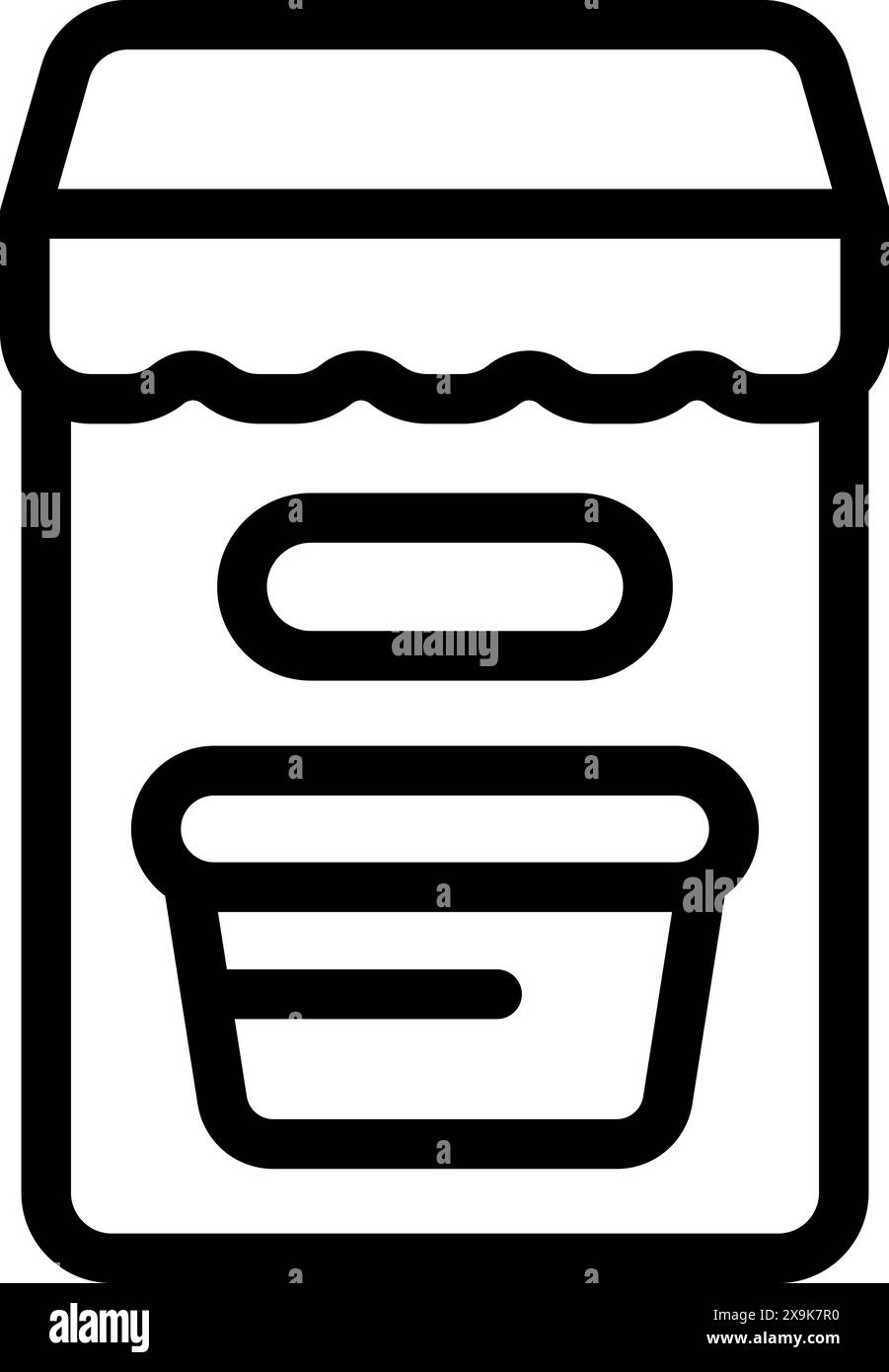 Simplistic line drawing of a yogurt container, suitable for icons and ...