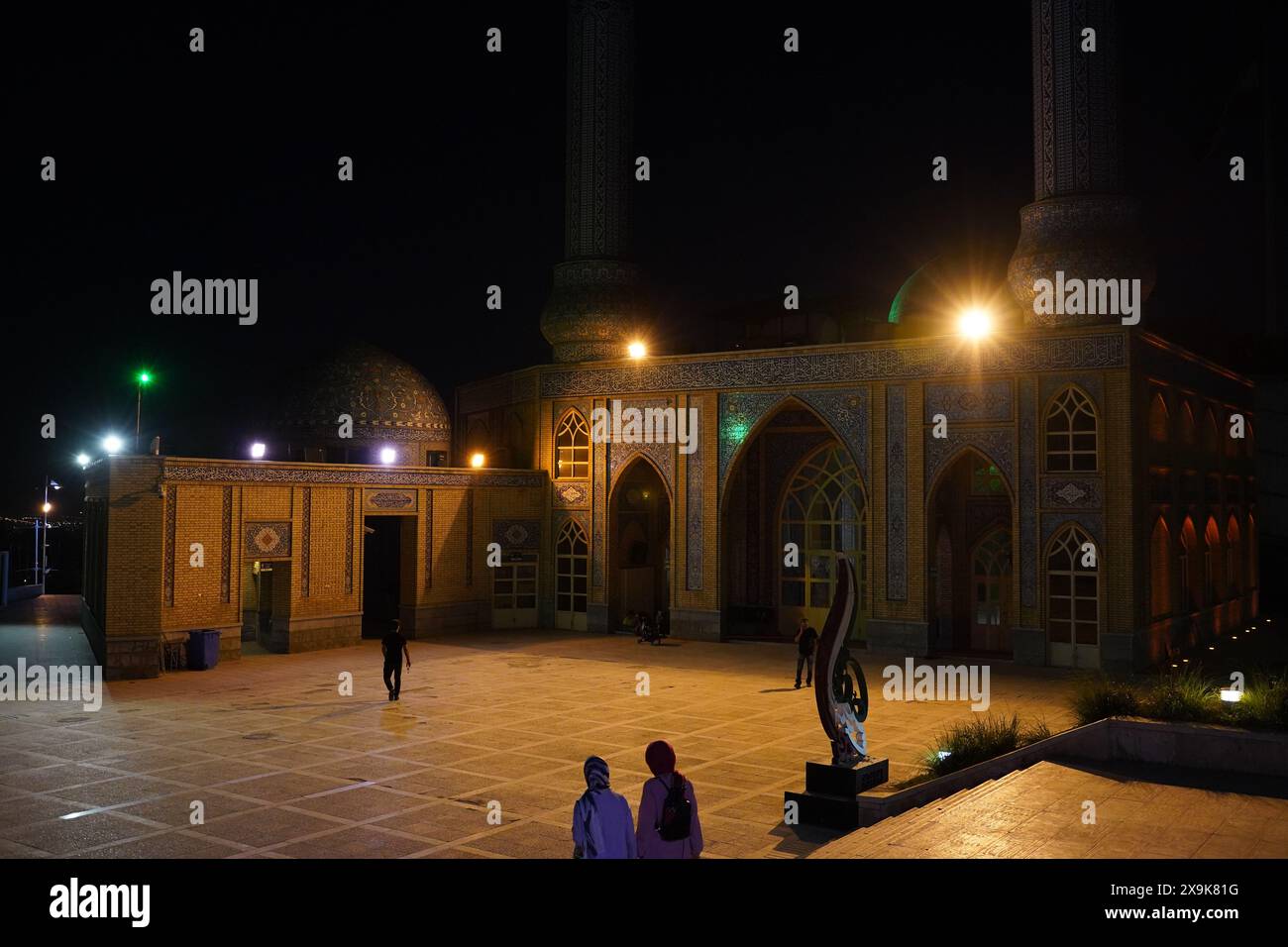 The Beautifully lit up Khorramshahr Mosque at Night in Tehran Iran ...