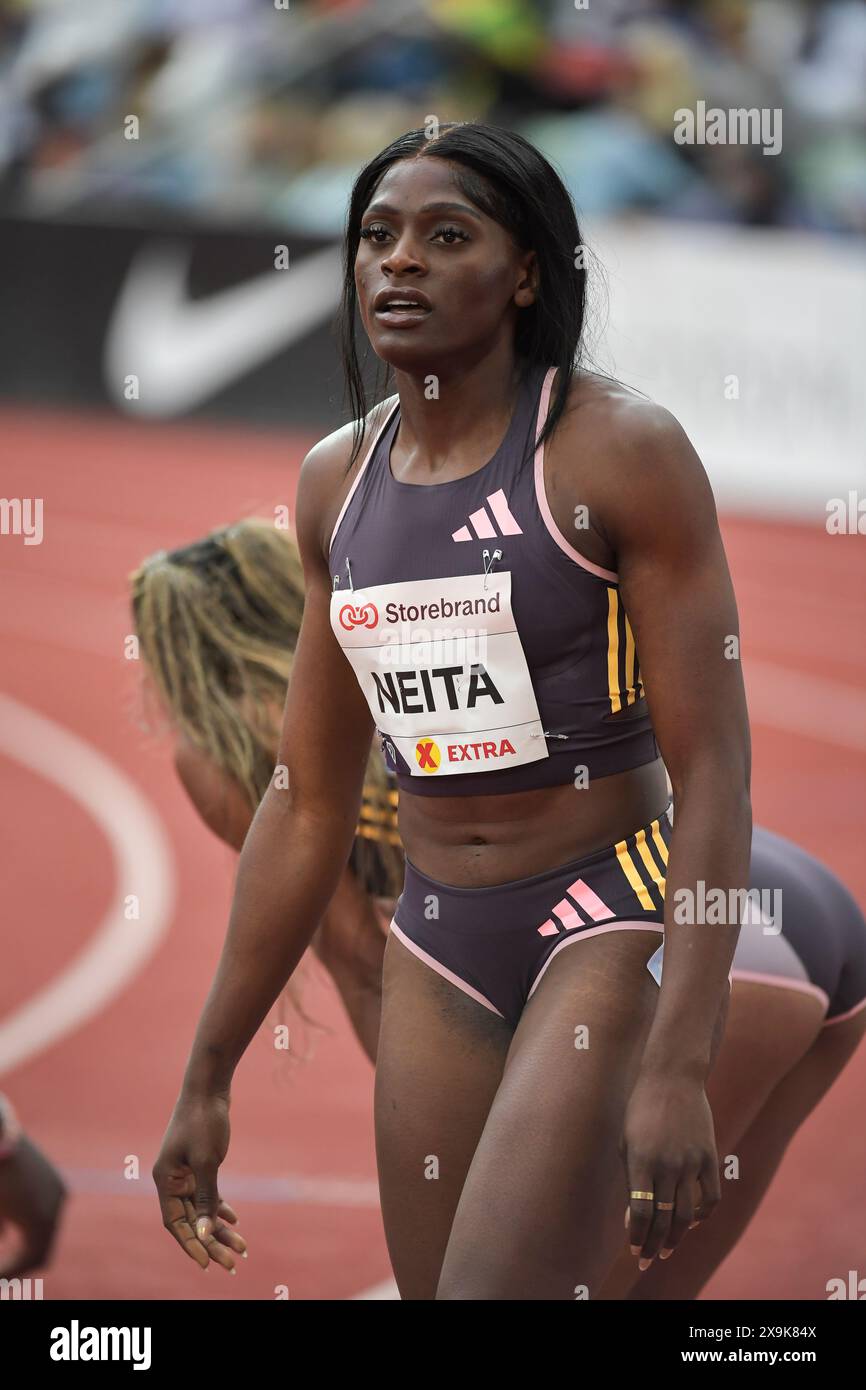 Daryl Neita of Great Britain competing in the women’s 200m at the Wanda ...