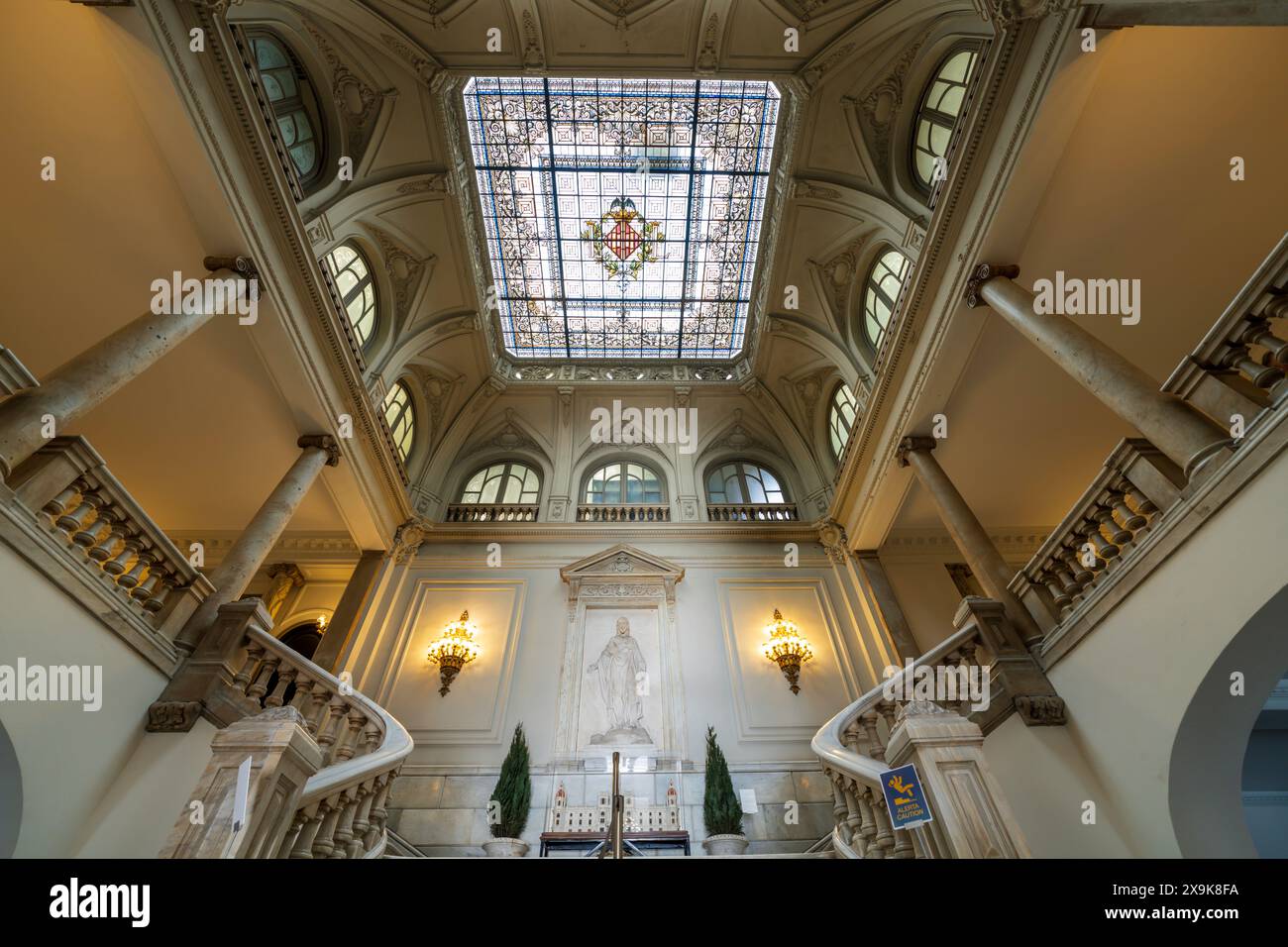 Inside Valencia City Hall (Ayuntamiento de València). Interior of grand ...