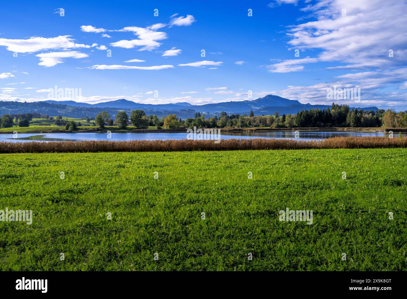 The idyllic lake Sulzberg in the alps of Allgäu (Bavaria, Germany Stock ...