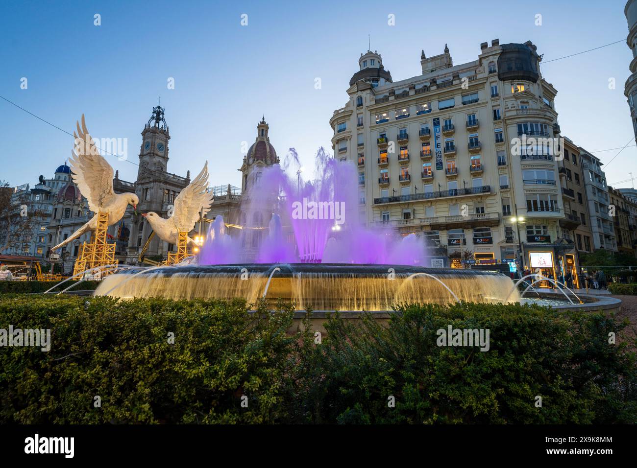 Valencia cityscape of the famous Las Fallas Festival. Skyline view of ...