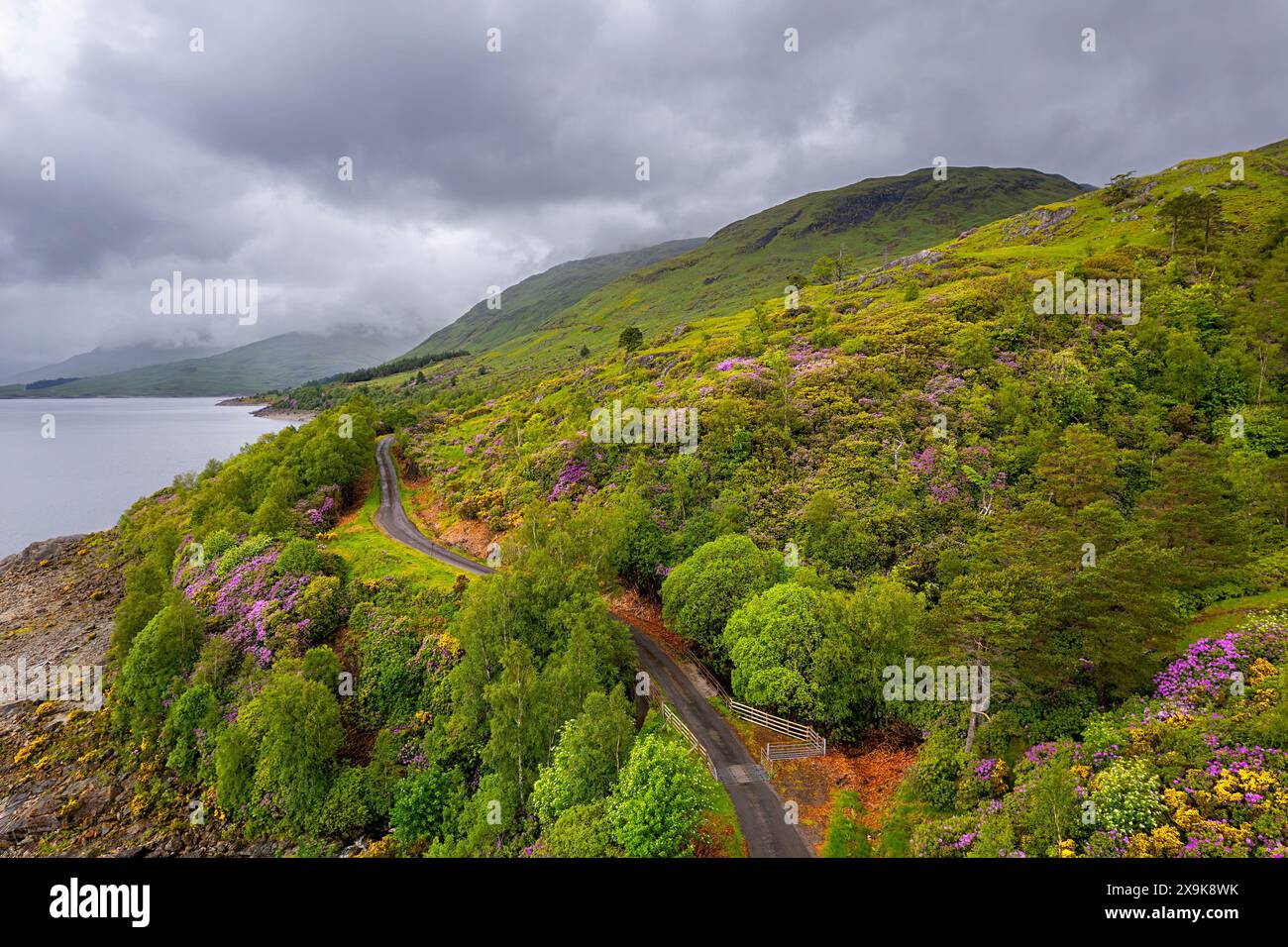 Kinloch Hourn Scotland Loch Quoich single track road through the valley ...