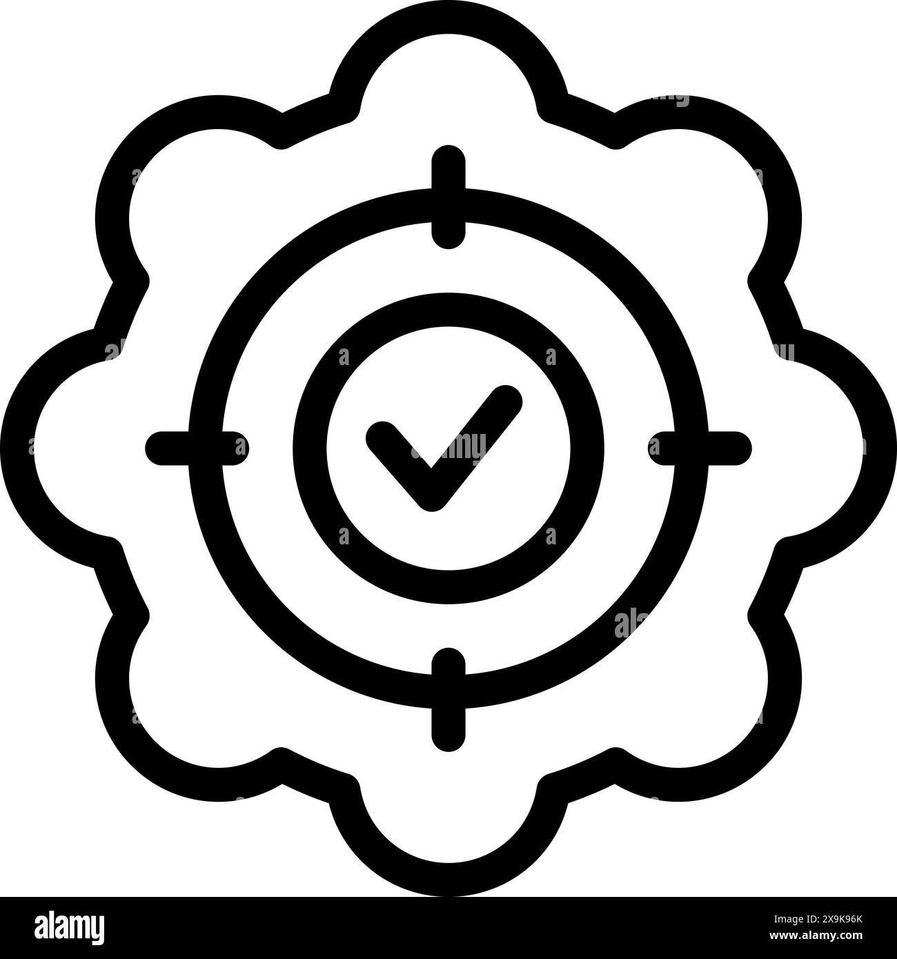 Abstract quality assurance icon with checkmark, gear, and vector in ...