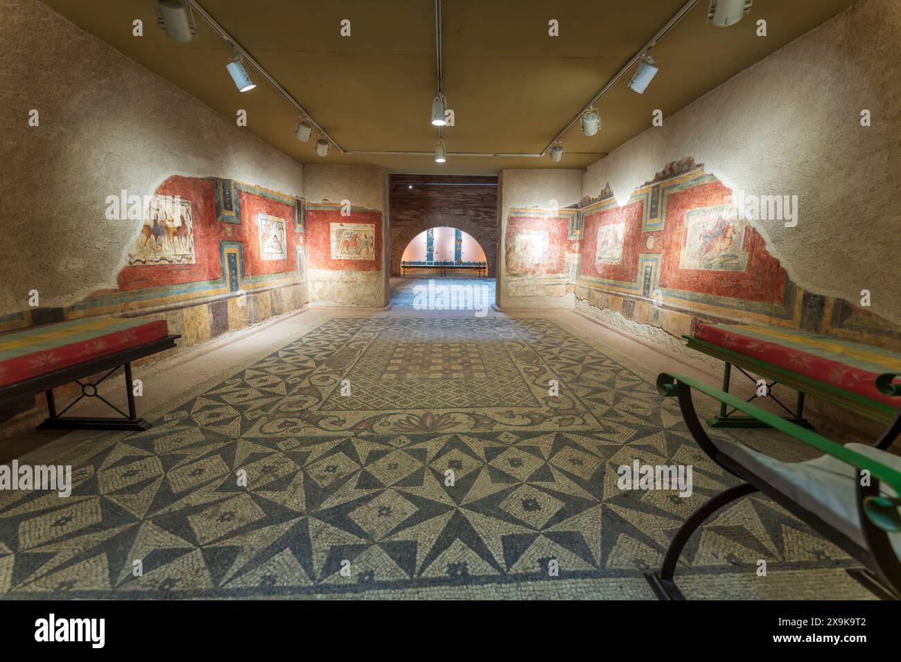 Ancient Roman mosaics and frescoes at the Mérida National Museum of ...