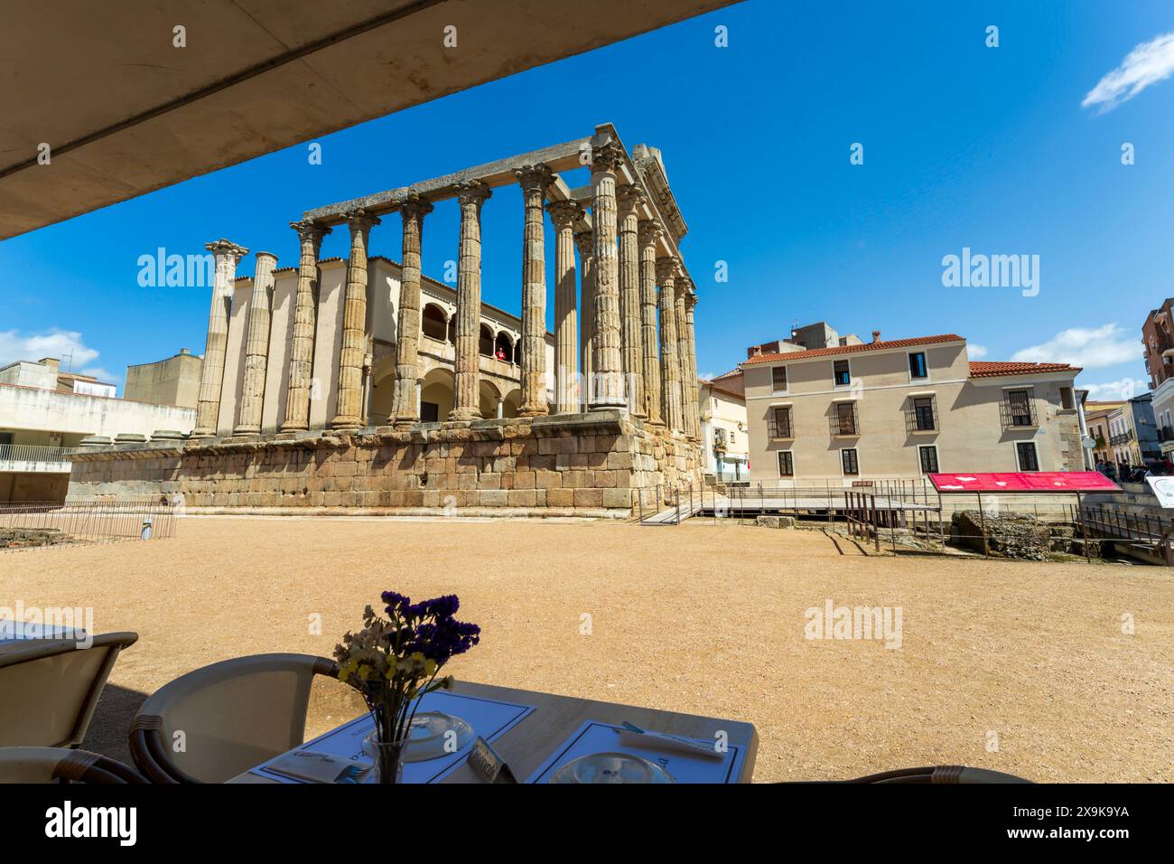 Ancient Roman Temple of Diana with restaurant in the foreground in ...
