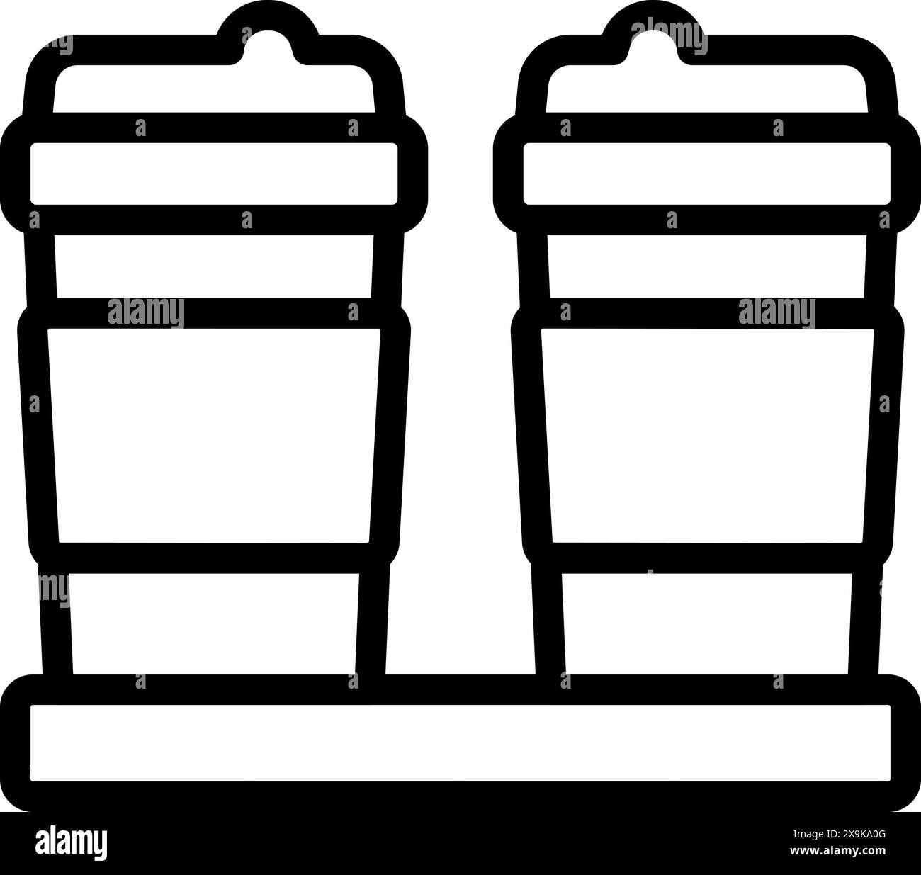 Black and white line icon of two takeaway coffee cups side by side ...
