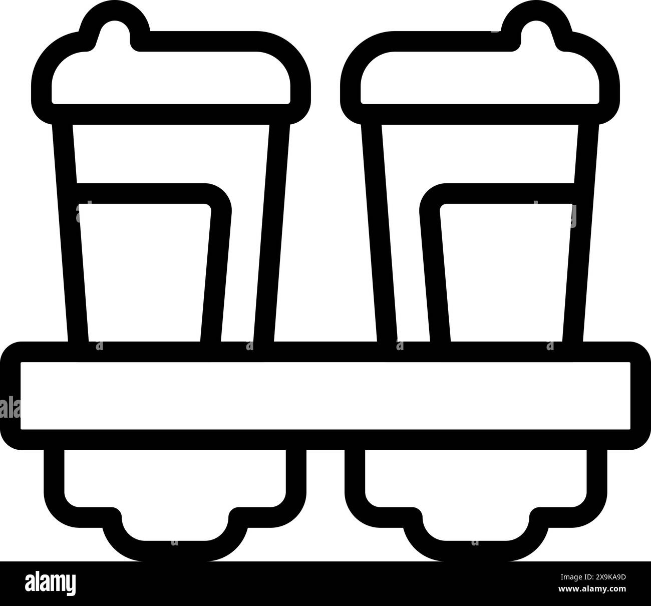Black and white line drawing of a pair of disposable coffee cups, ideal ...