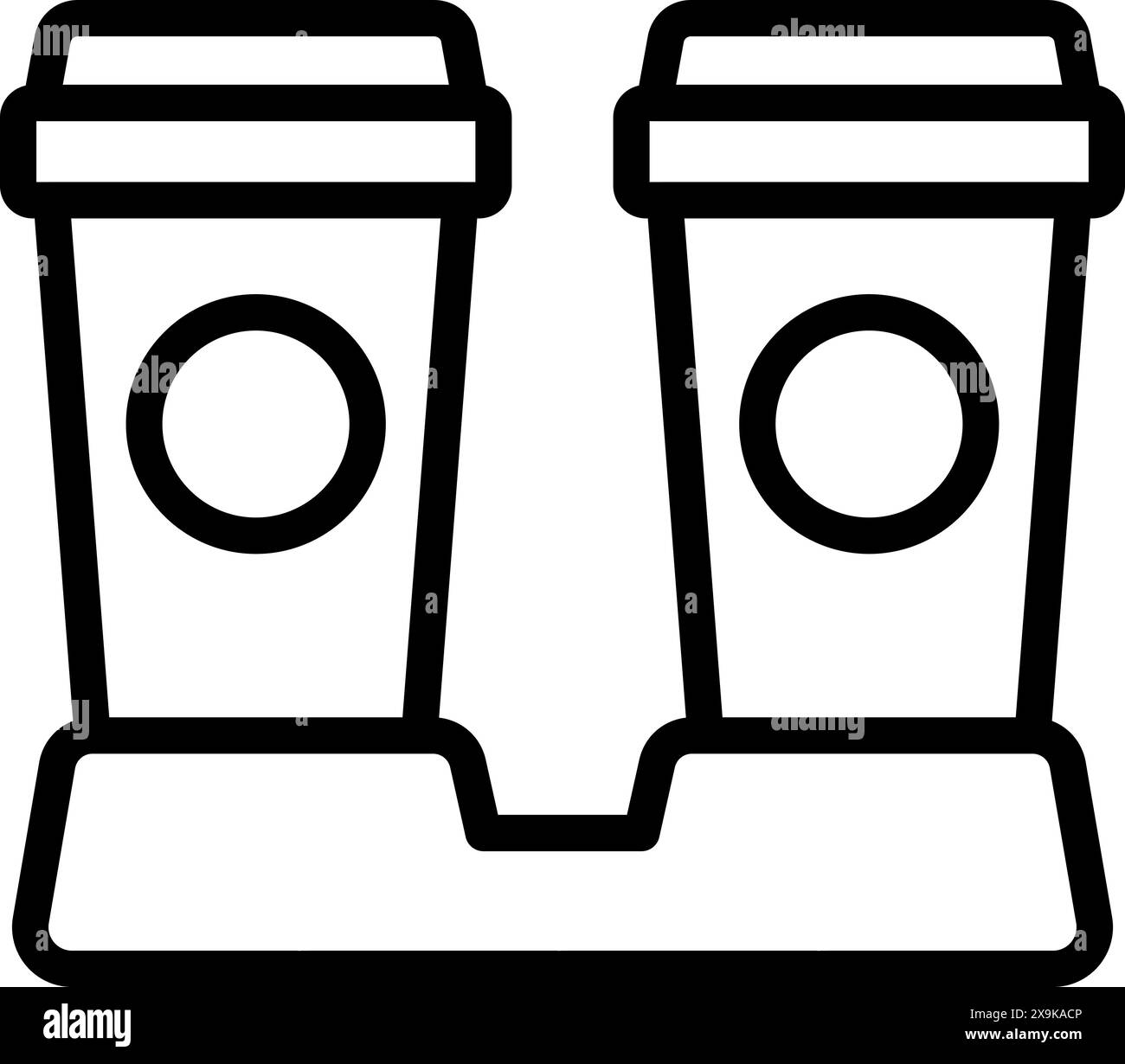 Black and white vector illustration of two coffee cups side by side in ...