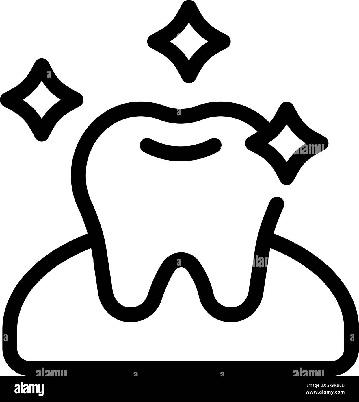 Shiny and sparkling clean tooth icon with minimalist black and white ...