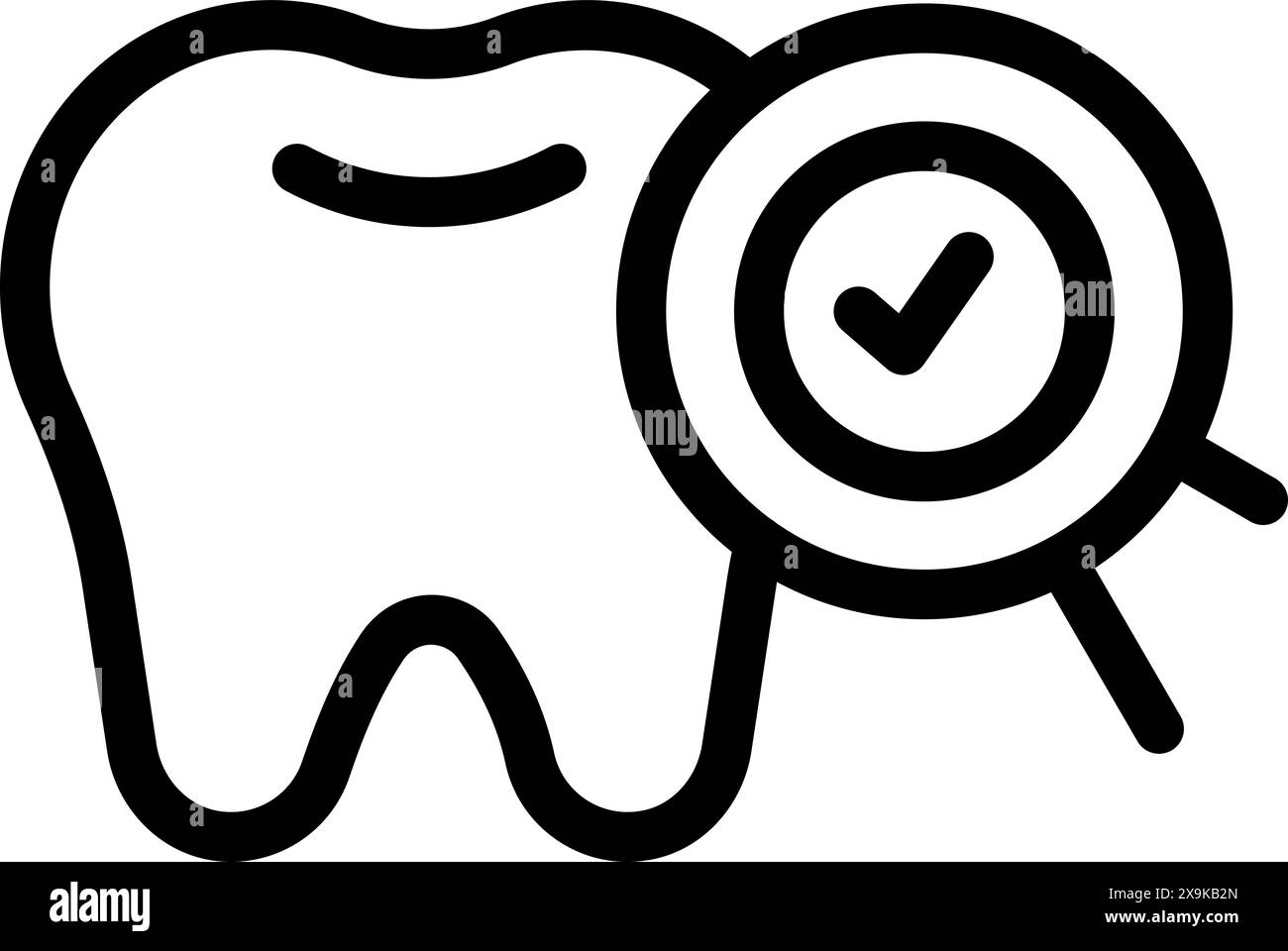 Illustration of a dental icon with magnifying glass for healthy tooth ...