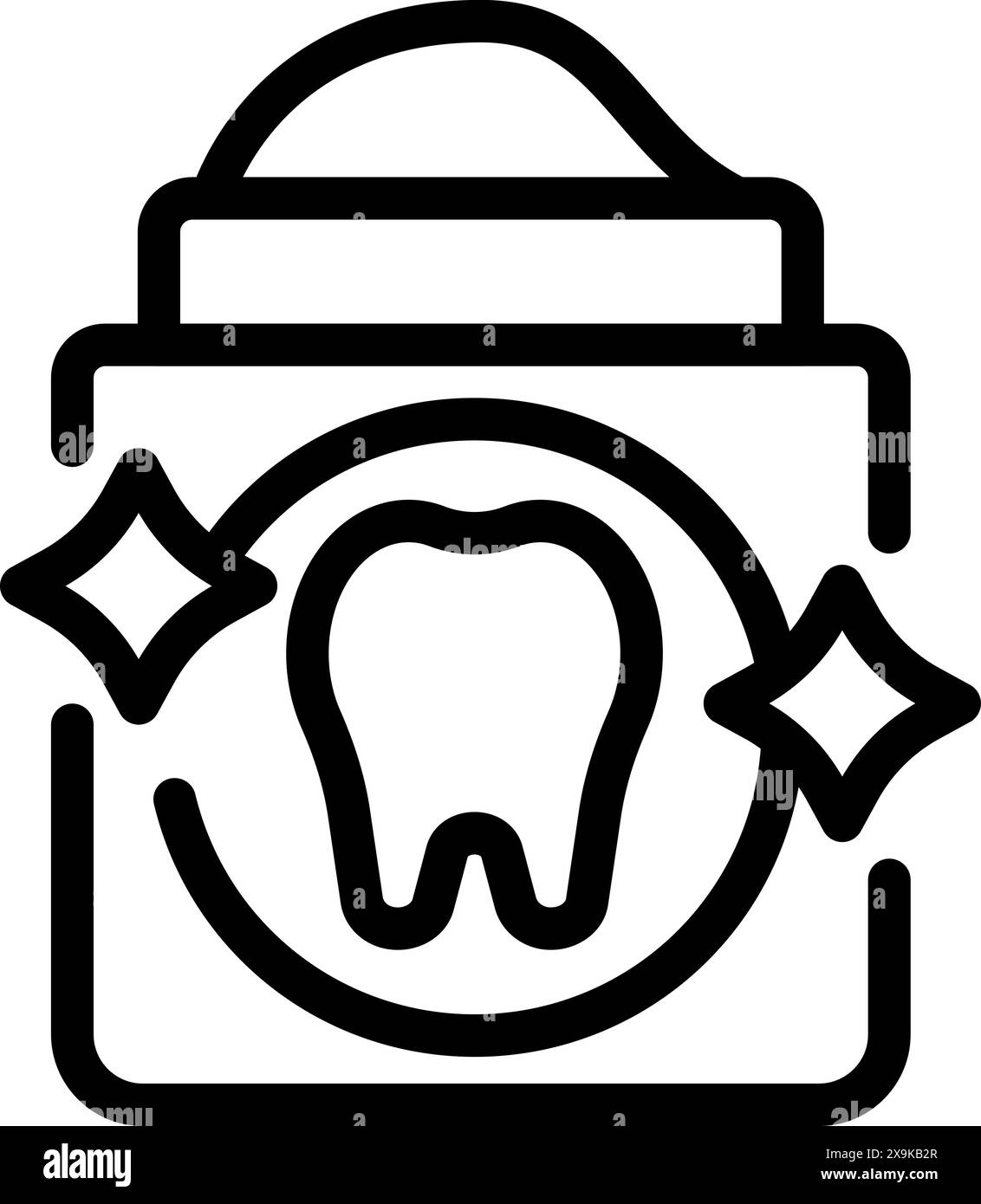 Simple line art icon representing a tooth with sparkles, symbolizing ...