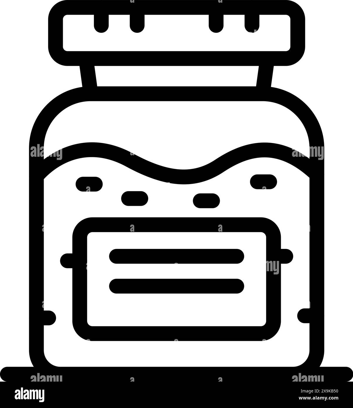 Handdrawn black and white jam jar icon illustration in simple line art ...
