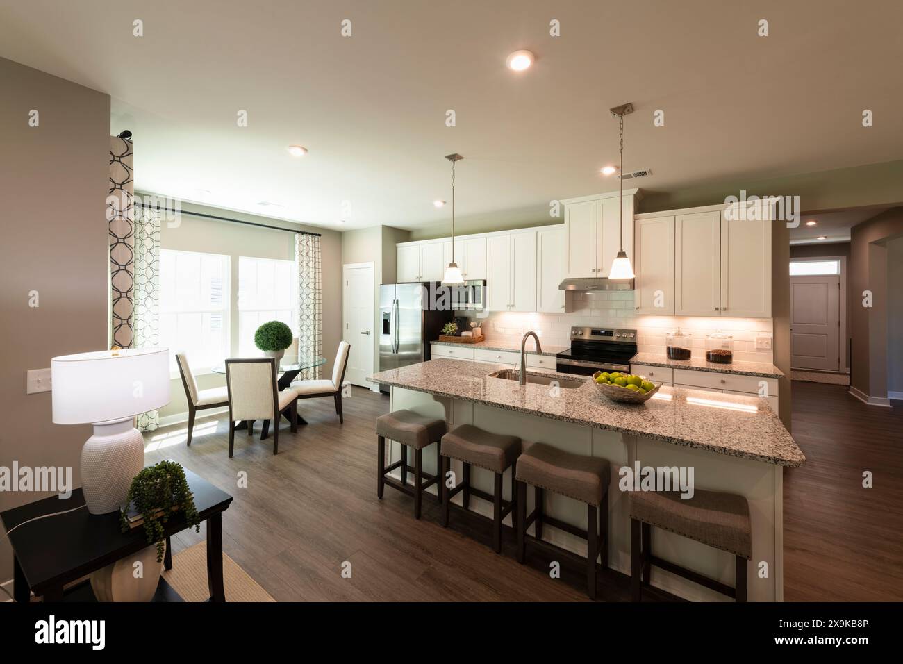 Interior Design of a beautiful modern kitchen with center island. Real ...