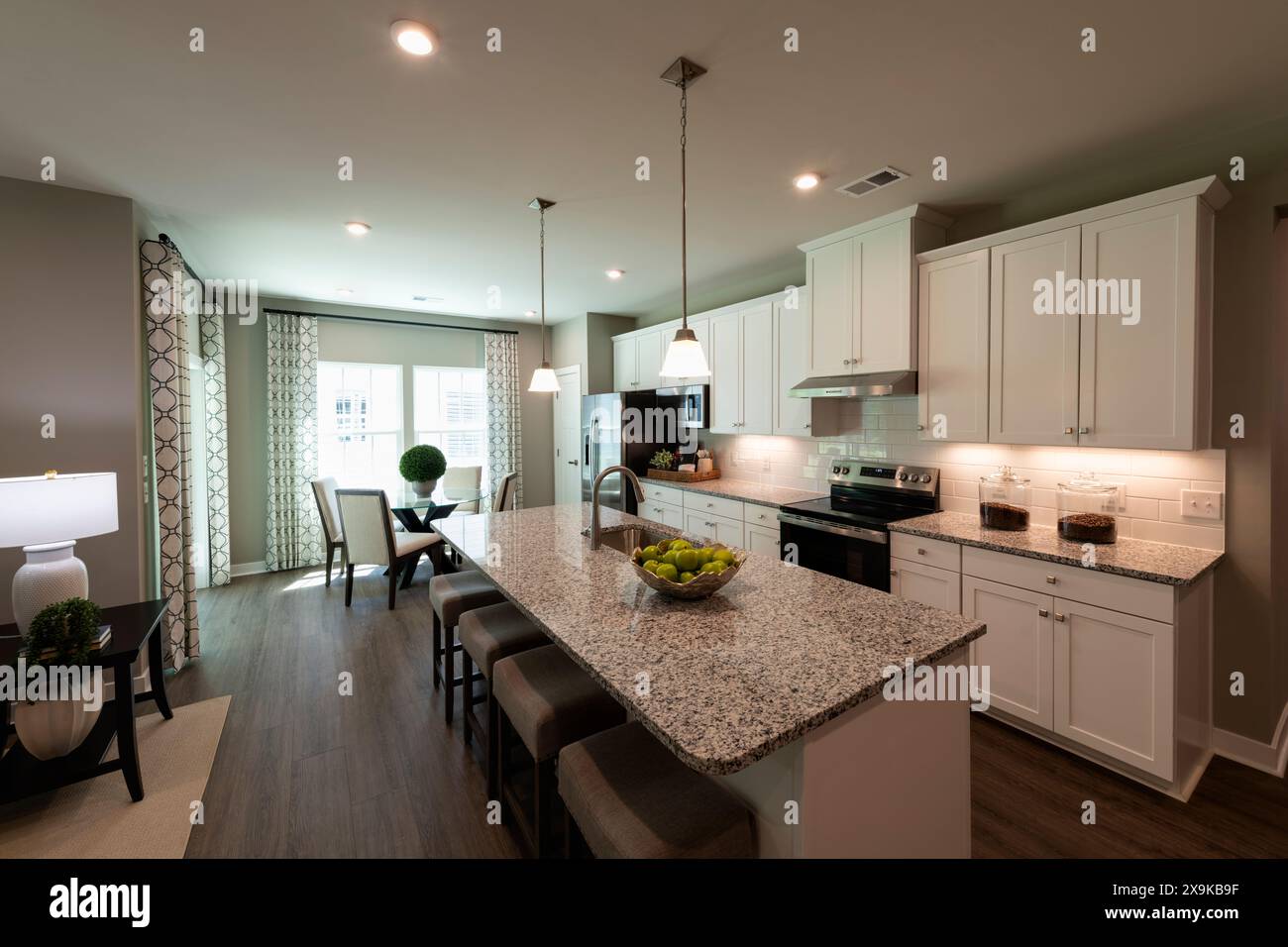 Interior Design of a beautiful modern kitchen with center island. Real ...