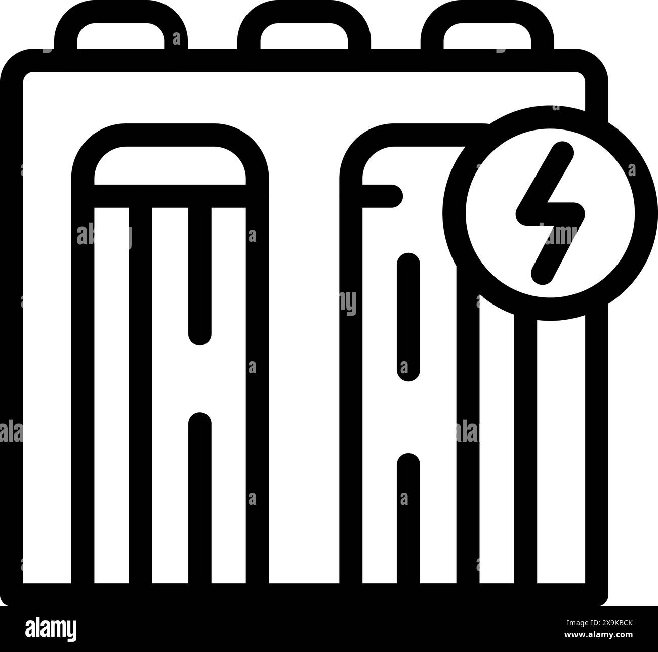 Simple line art design of a battery icon with a lightning bolt ...